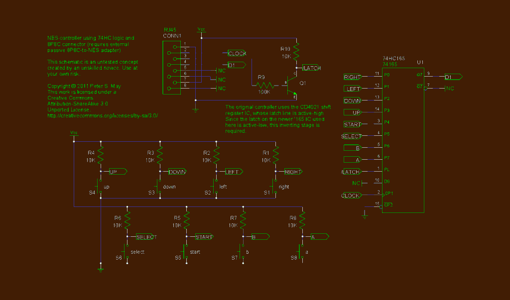 Concept: An electrically NES-compatible controller with a standard ...